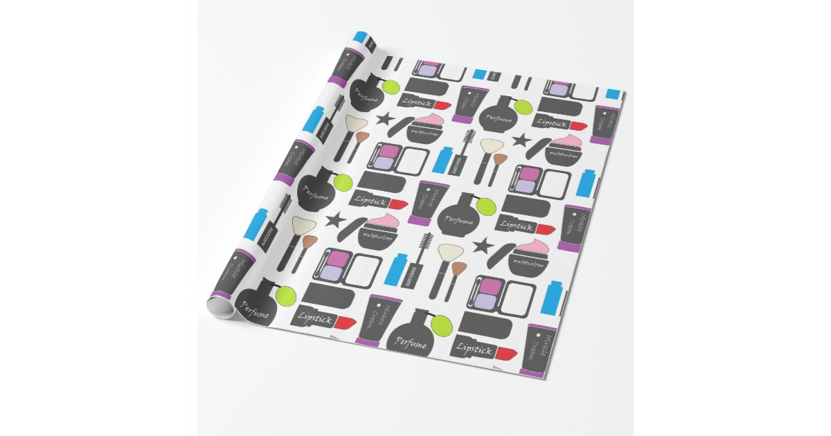 Funky Makeup Collage Wrapping Paper | Zazzle