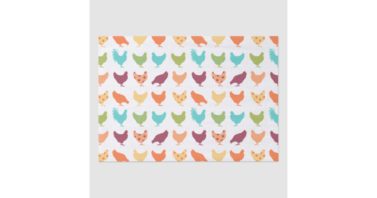 Funky Multi-coloured Chicken Pattern Tissue Paper | Zazzle