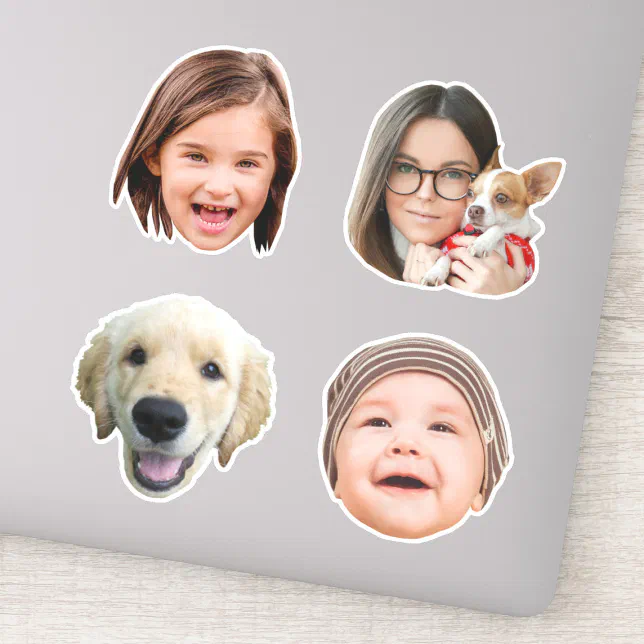 Funny 4 Photos Custom-Cut Vinyl Sticker | Zazzle