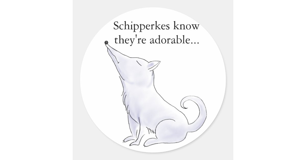 Funny Aloof Schipperke Dog Cartoon Classic Round Sticker | Zazzle