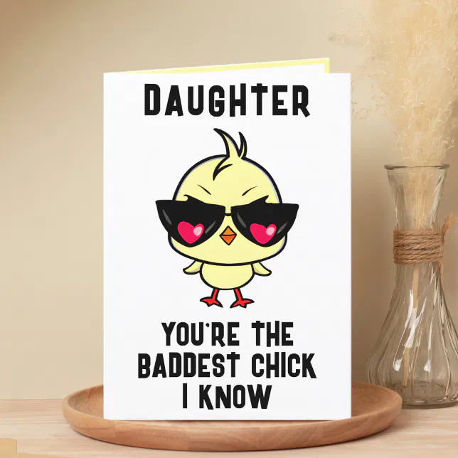 Funny Bad Chick Chicken Daughter Happy Birthday Thank You Card | Zazzle
