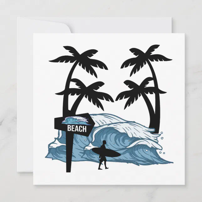 Funny Beach Wave Flat Card | Zazzle