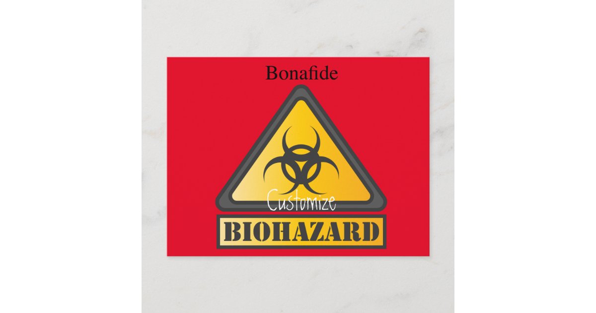 Funny Biohazard Warning SignThunder_Cove Postcard | Zazzle