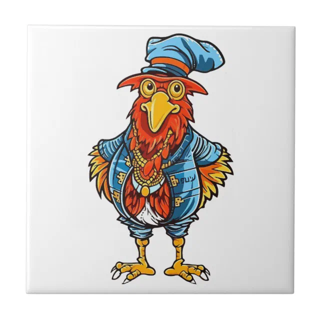 Funny Bossy Cartoon Rooster Tile | Zazzle