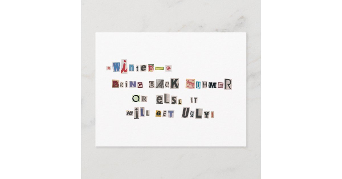 Funny Bring Back Summer Ransom Note Collage Postcard | Zazzle