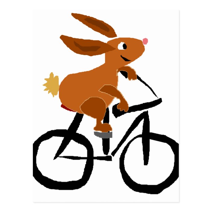 Funny Brown Rabbit Riding Bicycle Postcard | Zazzle.co.uk