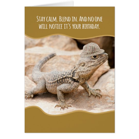 Funny Camouflaged Lizard in a Tweed Hat Birthday Card | Zazzle.co.uk