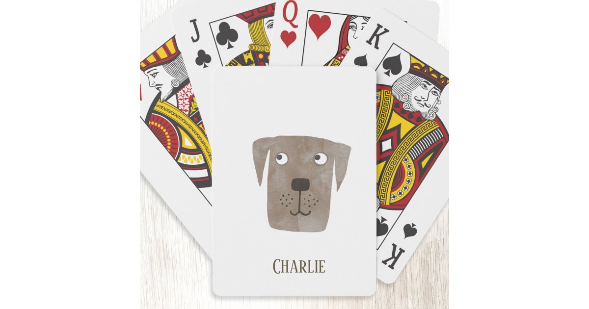 Funny Chocolate Labrador Retriever Dog Custom Name Playing Cards | Zazzle