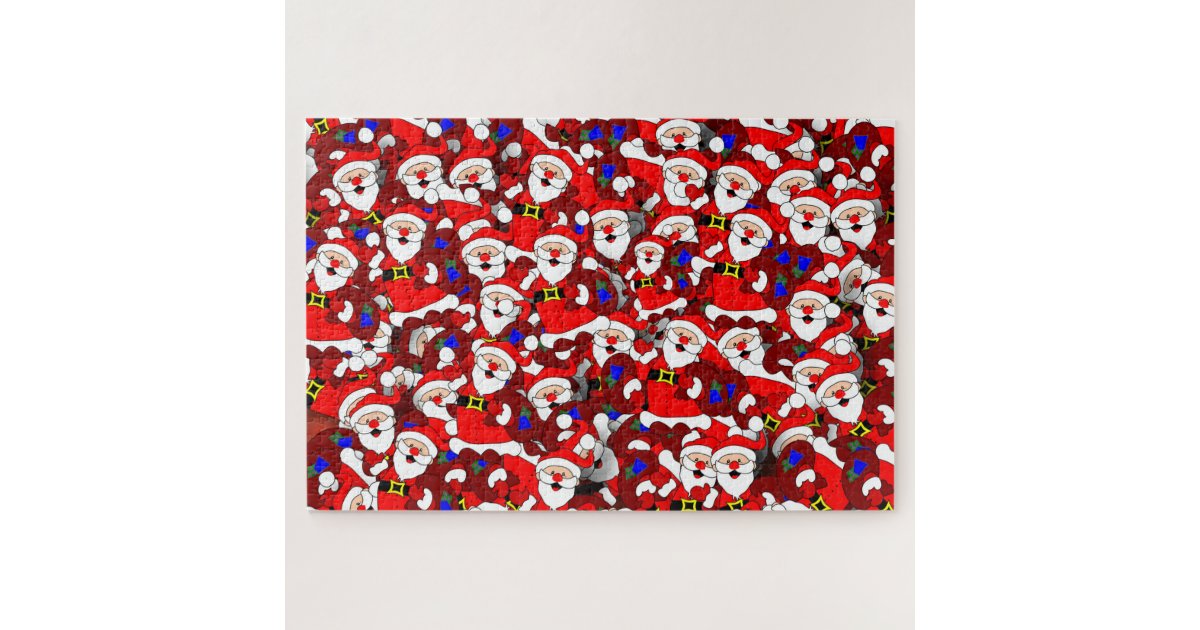 Funny Christmas Modern Whimsical Santa Collage Jigsaw Puzzle | Zazzle