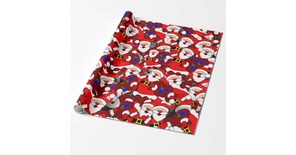 Funny Christmas Modern Whimsical Santa Collage Wrapping Paper | Zazzle