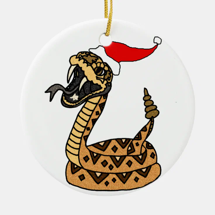 Funny Christmas Rattlesnake Ceramic Tree Decoration | Zazzle