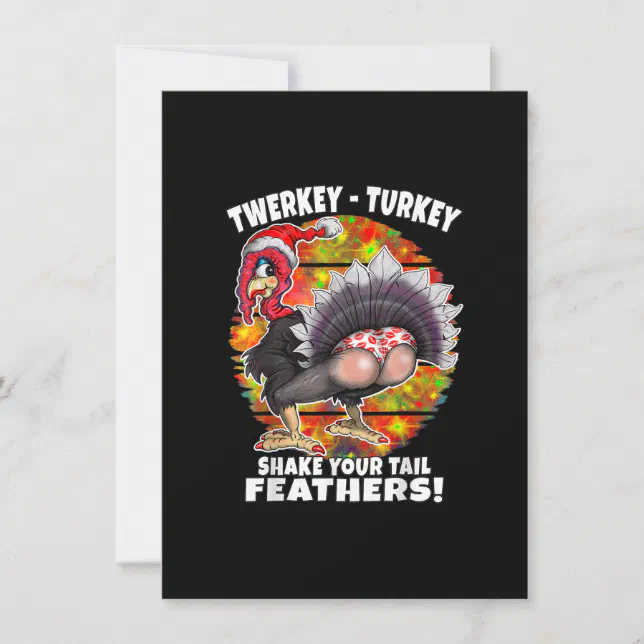 Funny Christmas Thanksgiving Twerking Turkey Humou Invitation | Zazzle
