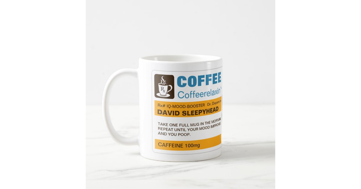 Funny Coffee Caffeine Rx Prescription Label Mugs | Zazzle