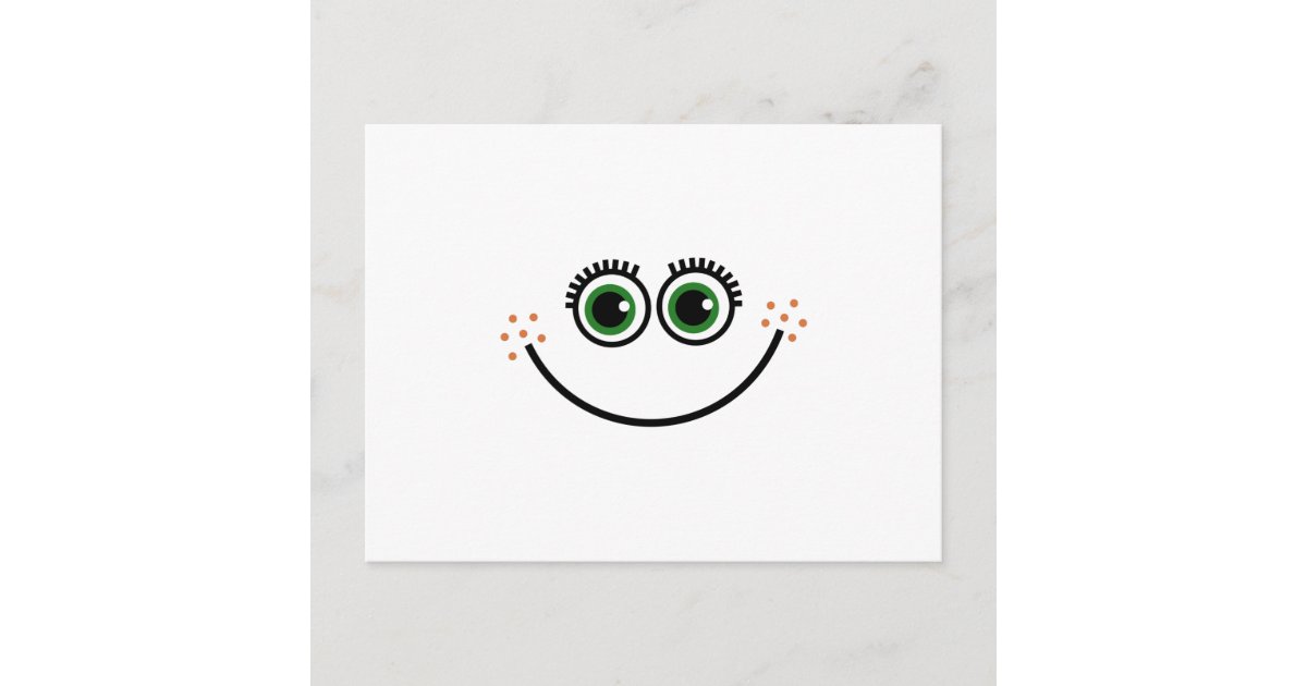 Funny Comic Cartoon Expressive Happy Freckle Face Postcard | Zazzle