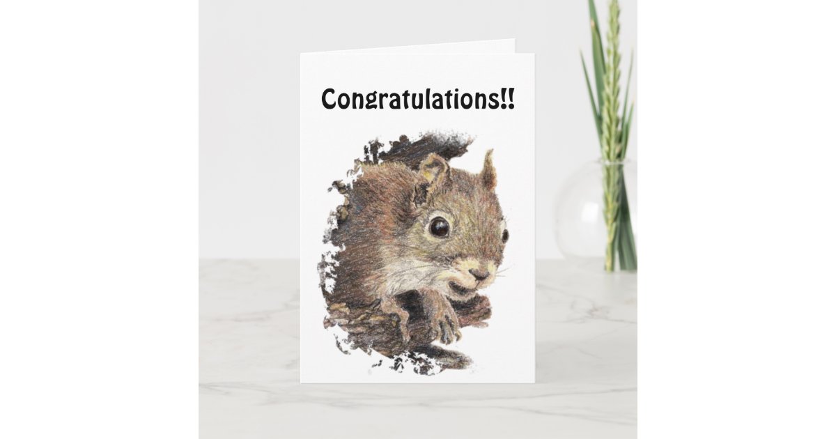 Funny Congratulations with Cute Squirrel Animal Card | Zazzle.co.uk