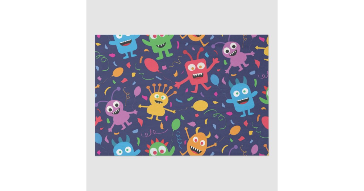 Funny Cute Halloween Monsters with Balloons Tissue Paper | Zazzle