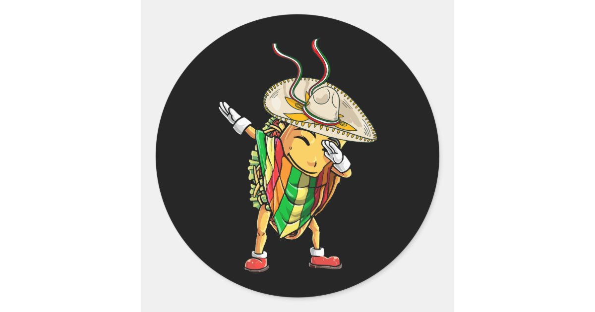 Funny Dabbing Taco Poncho Sombrero Cinco De Mayo F Classic Round ...