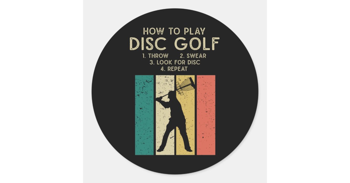Funny Disc Golf Instruction Frisbee Disc Golfing Classic Round Sticker ...