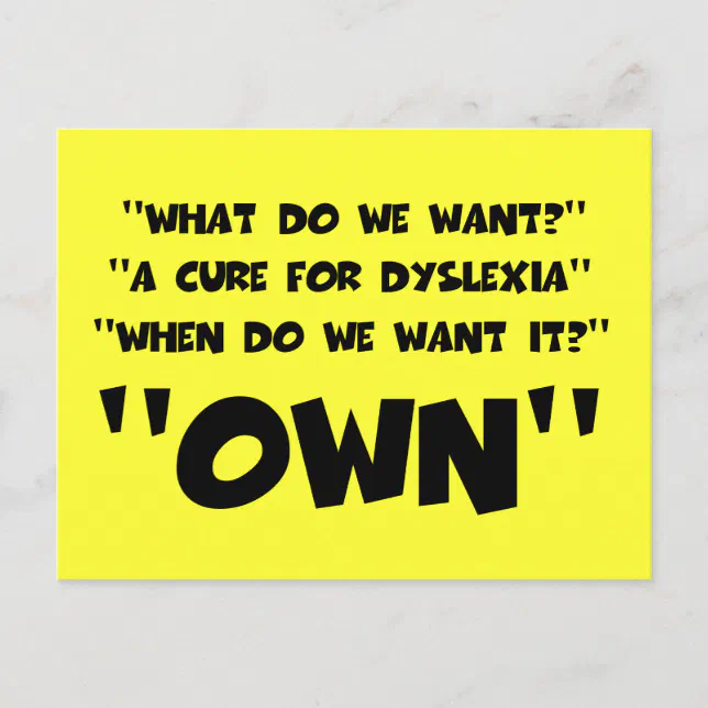 Funny dyslexic postcard | Zazzle