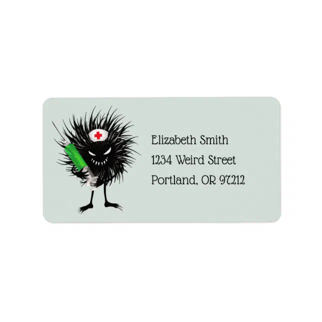 Funny Evil Bug Nurse With Syringe Label | Zazzle