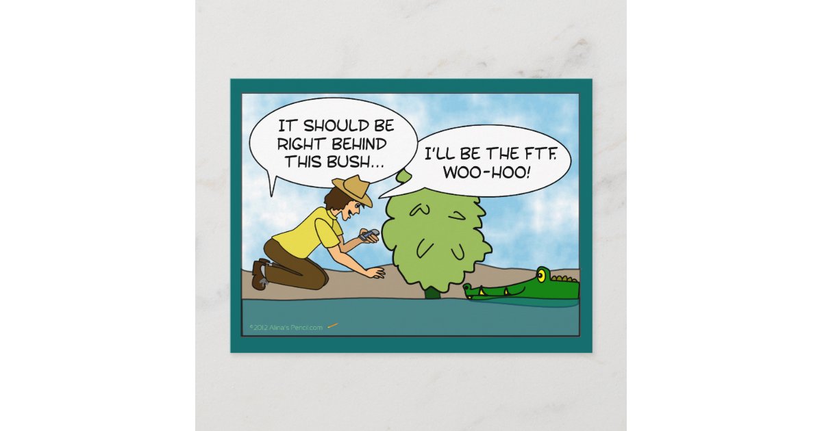 Funny Extreme Cache Geocaching Cartoon Custom Postcard | Zazzle