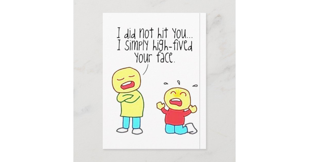 Funny Face High Five Postcard | Zazzle