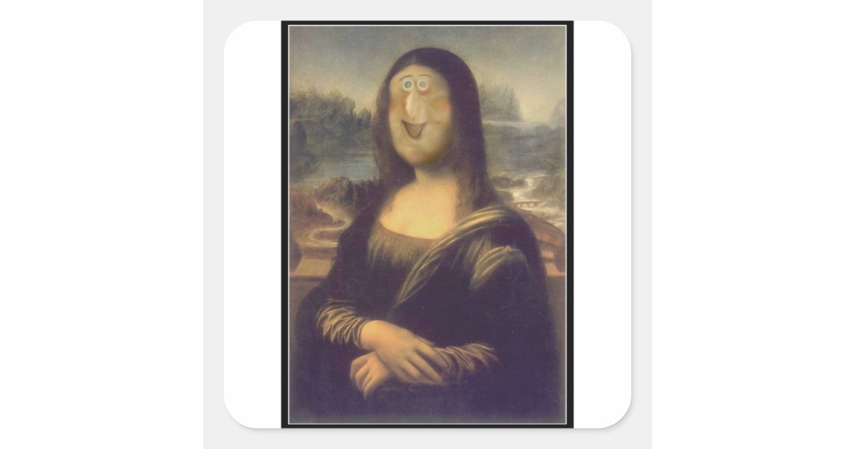 Funny Face Mona Lisa Square Sticker | Zazzle