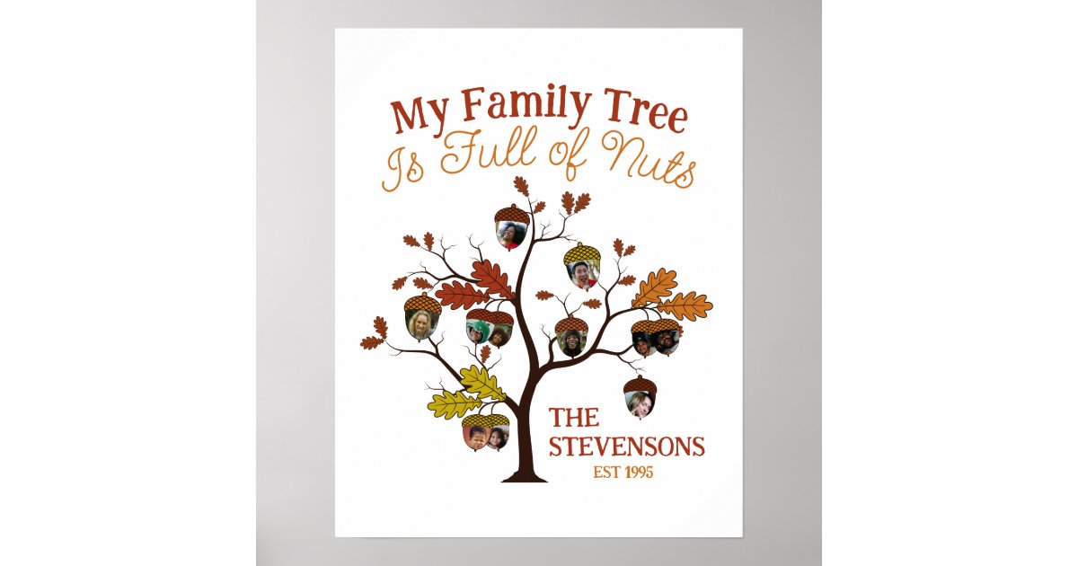 Funny Fall Photo Family Tree is Full of Nuts Poster | Zazzle