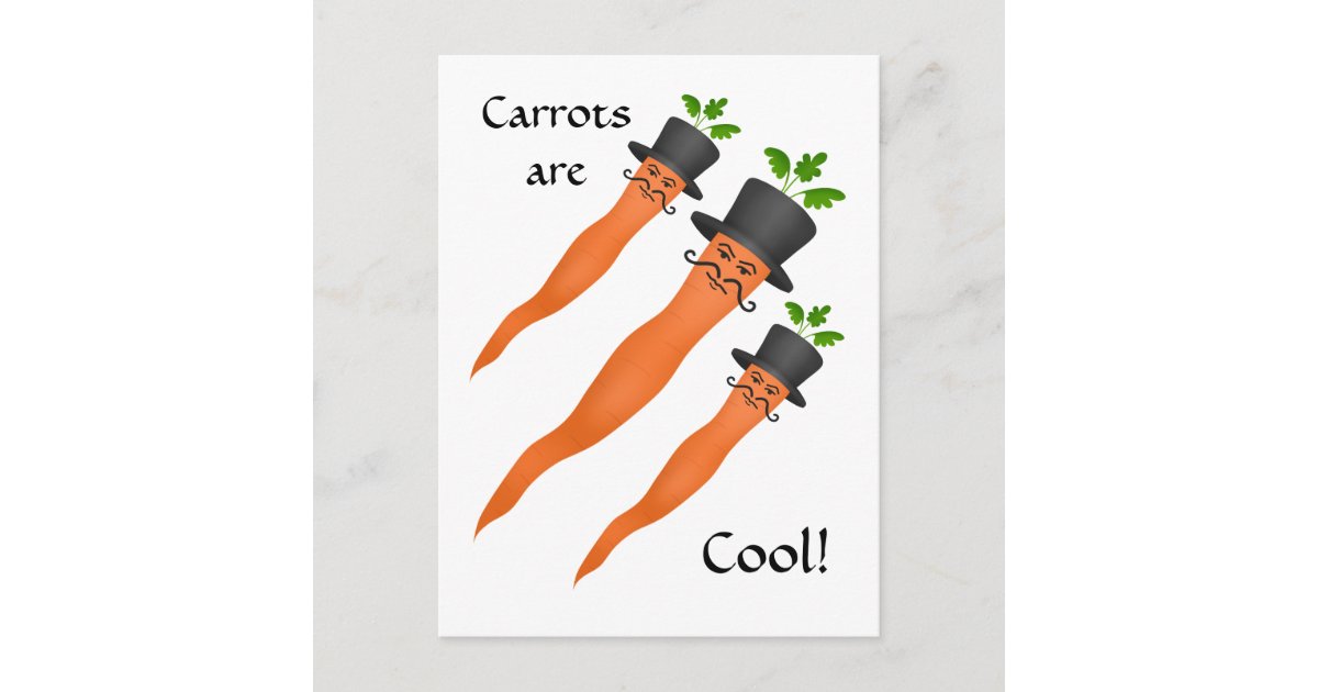 Funny fancy cool carrots postcard | Zazzle