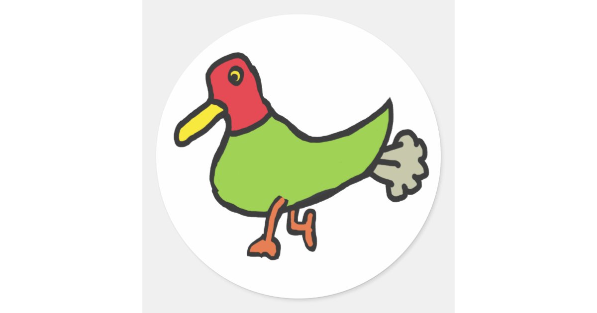 Funny Farting Duck Classic Round Sticker | Zazzle