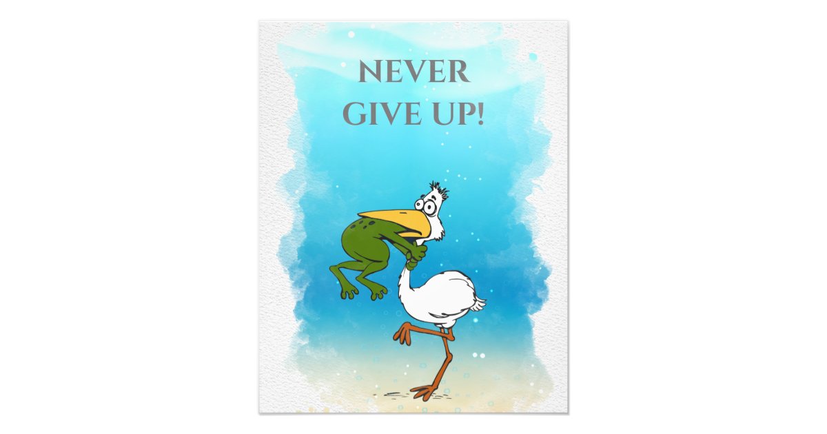 Funny Frog Choking Bird Inspirational Poster | Zazzle