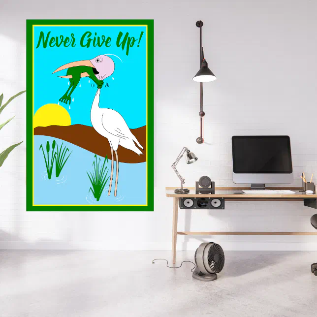 Funny Frog Choking Bird Inspirational Poster | Zazzle