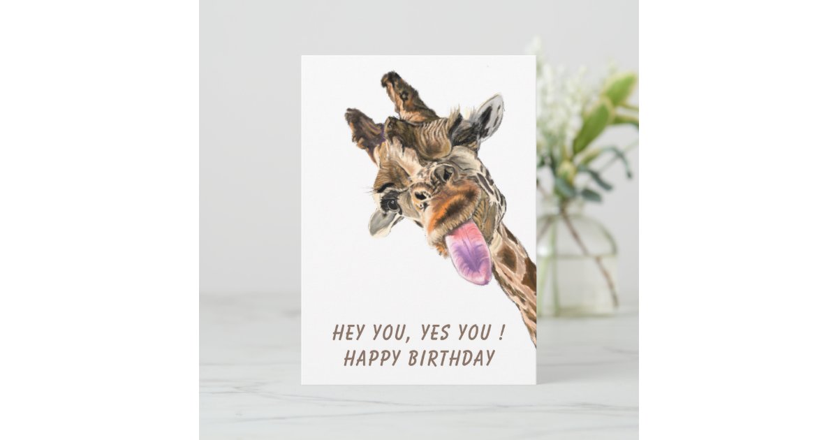 Funny Giraffe Happy Birthday Card - Smile | Zazzle