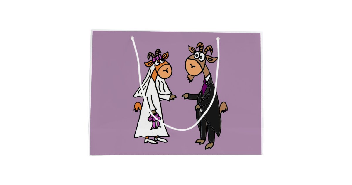Funny Goat Bride and Groom Wedding Large Gift Bag | Zazzle