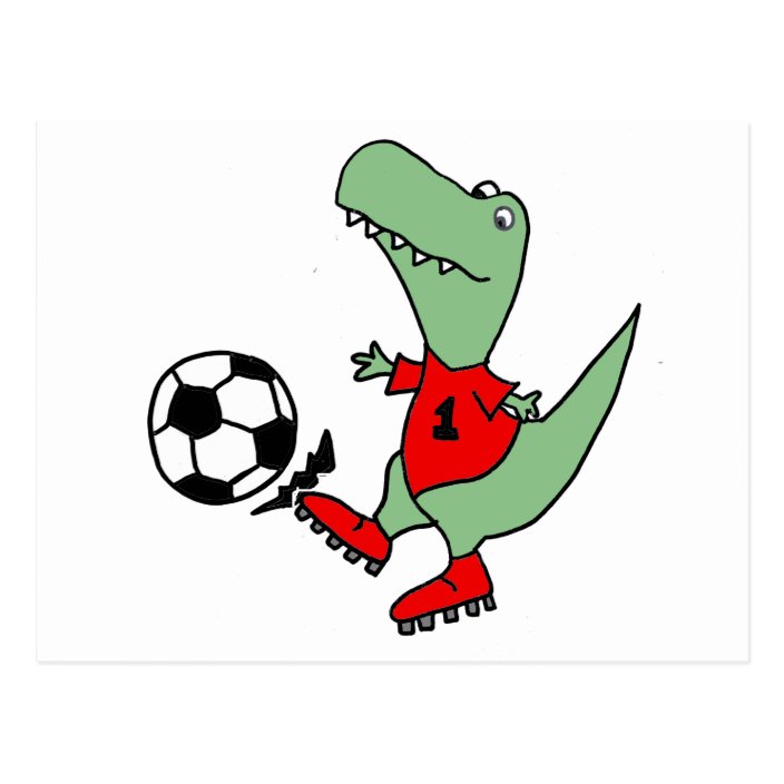 Funny Green T-rex Dinosaur Playing Soccer Postcard | Zazzle.co.uk