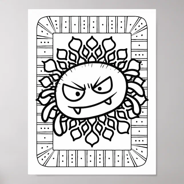 Funny Halloween Spider Colouring Page Poster | Zazzle