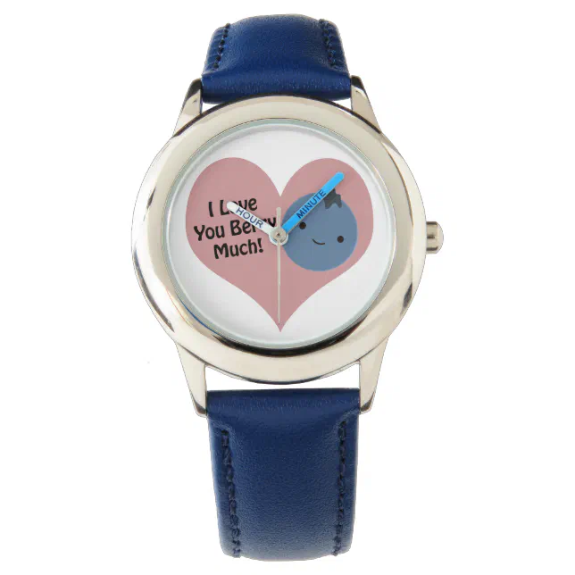 Funny I Love You Berry Much Cute Kawaii Blueberry Watch | Zazzle