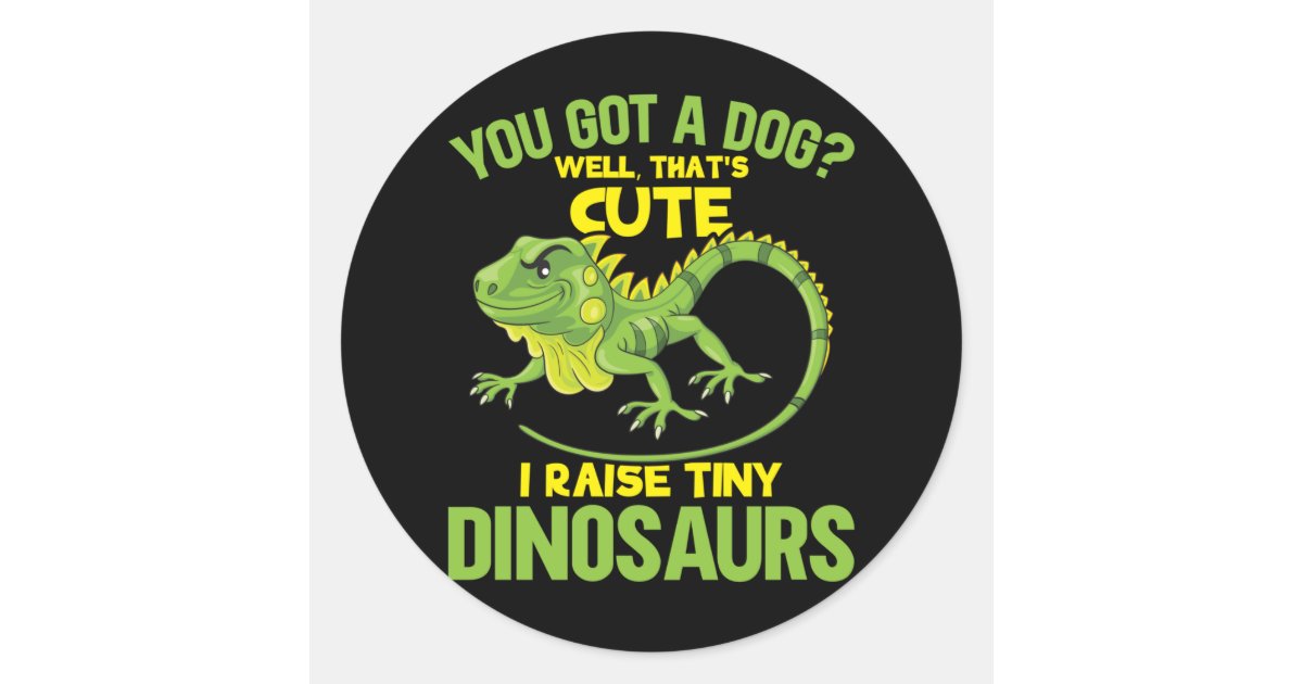Funny Iguana Joke Dinosaurs Lizard Reptile Fun Classic Round Sticker ...