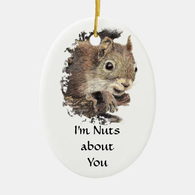 Funny I'm Nuts about You, Quote Cute Squirrel Ceramic Tree Decoration ...