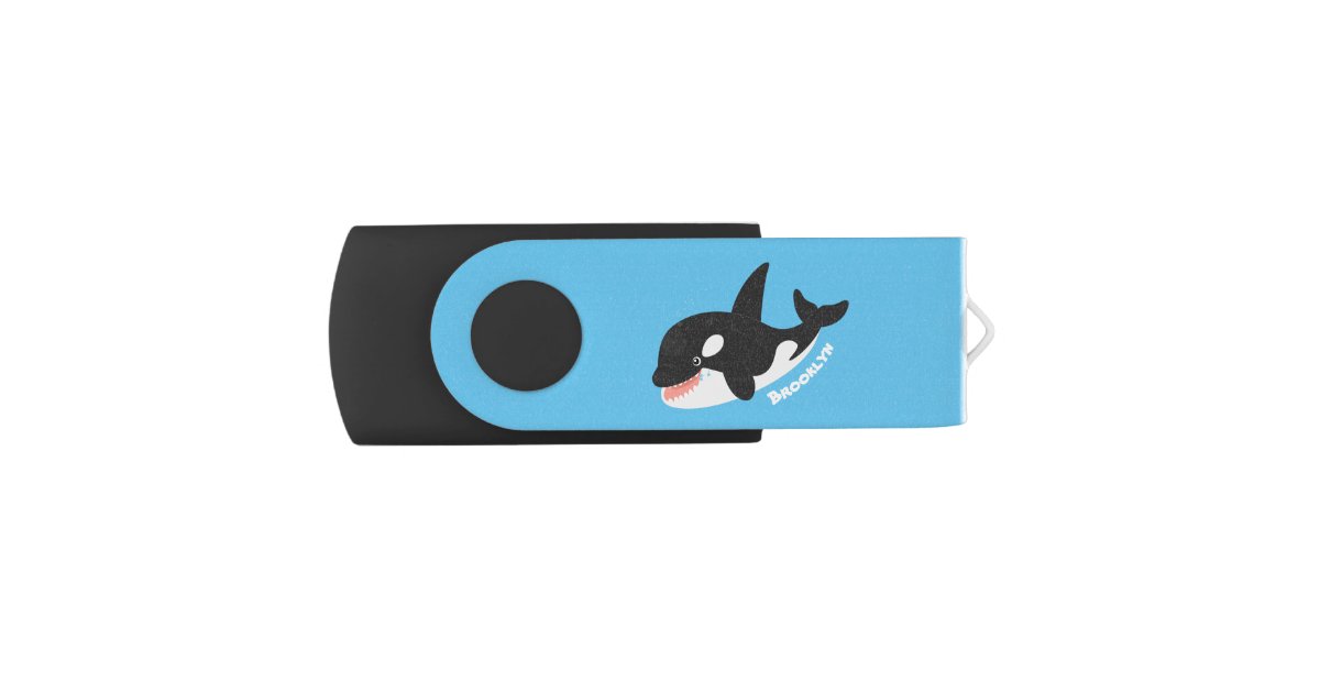 Funny killer whale orca cute cartoon illustration USB flash drive | Zazzle