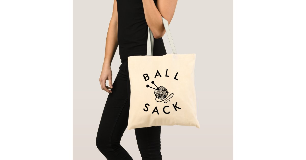 Funny Knitting Ball Sack Tote Bag | Zazzle
