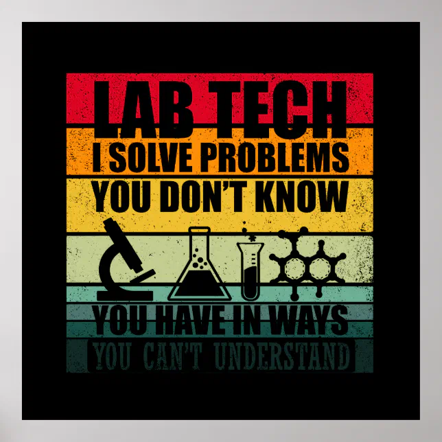 Funny lab tech quotes laboratory technician humour poster | Zazzle