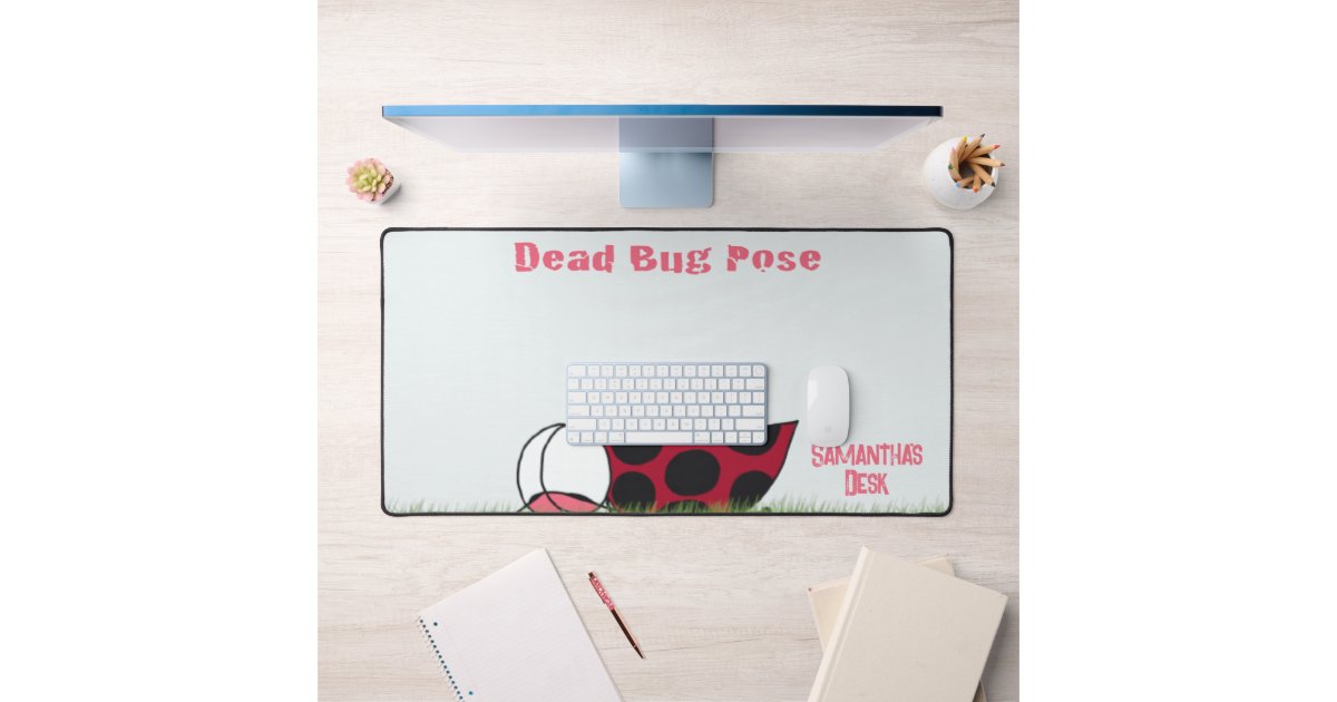Funny Ladybug Dead Bug Yoga Pose Desk Mat | Zazzle