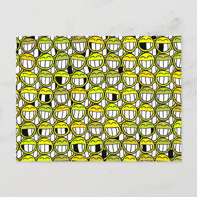 Funny Little Yellow Faces Pattern Postcard | Zazzle