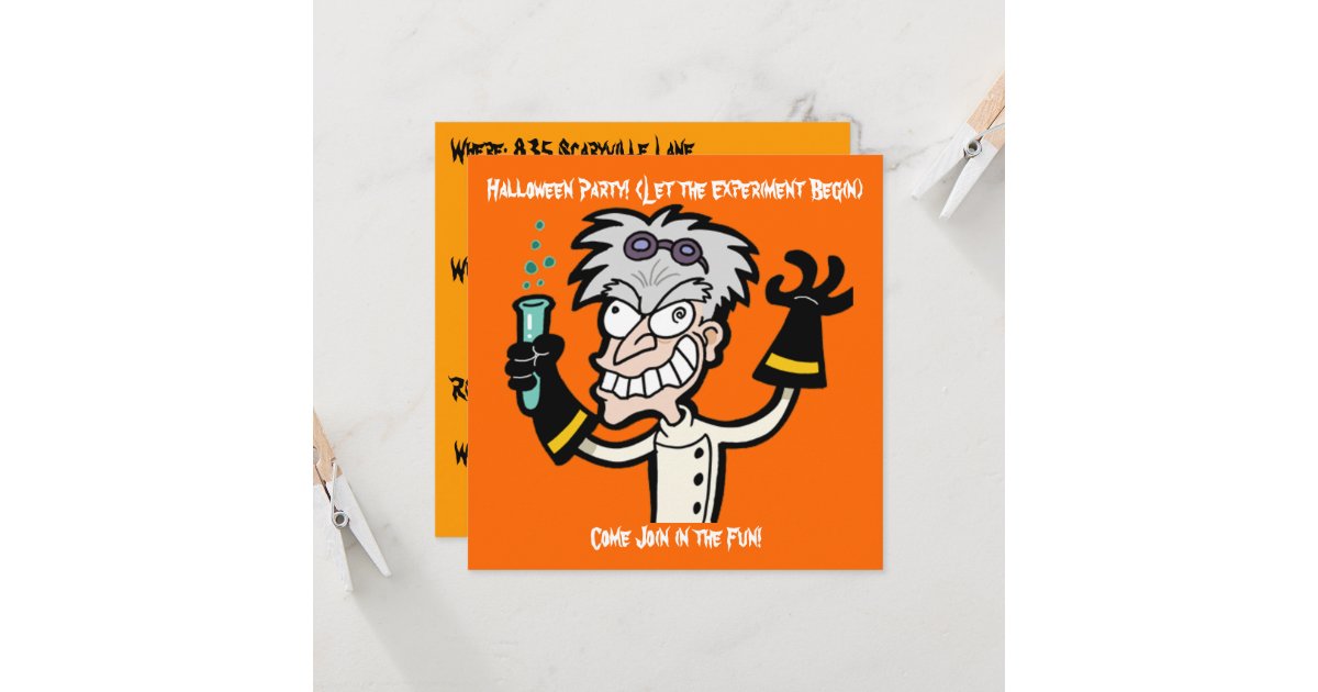 Funny Mad Genius Halloween Party Invitation | Zazzle