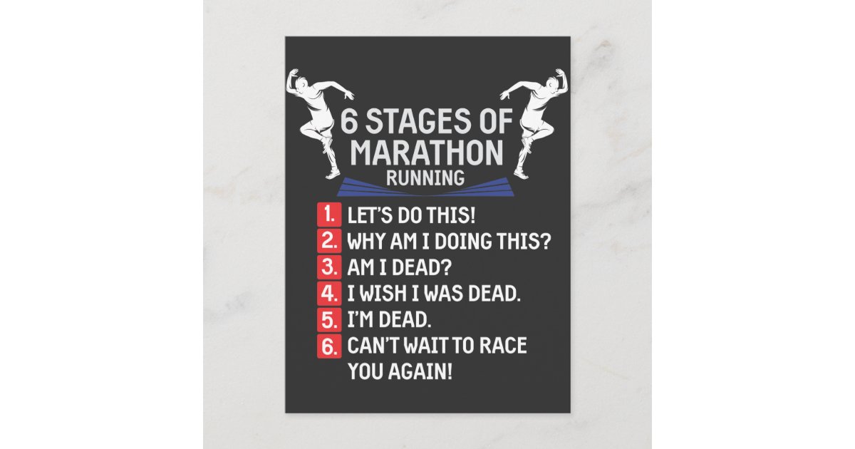 Funny Marathon Running Humour Runner Marathoner Postcard | Zazzle