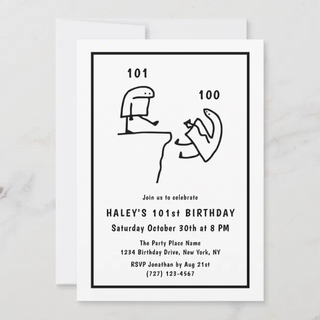 Funny Meme Humour Simple White 101st Birthday Invitation | Zazzle