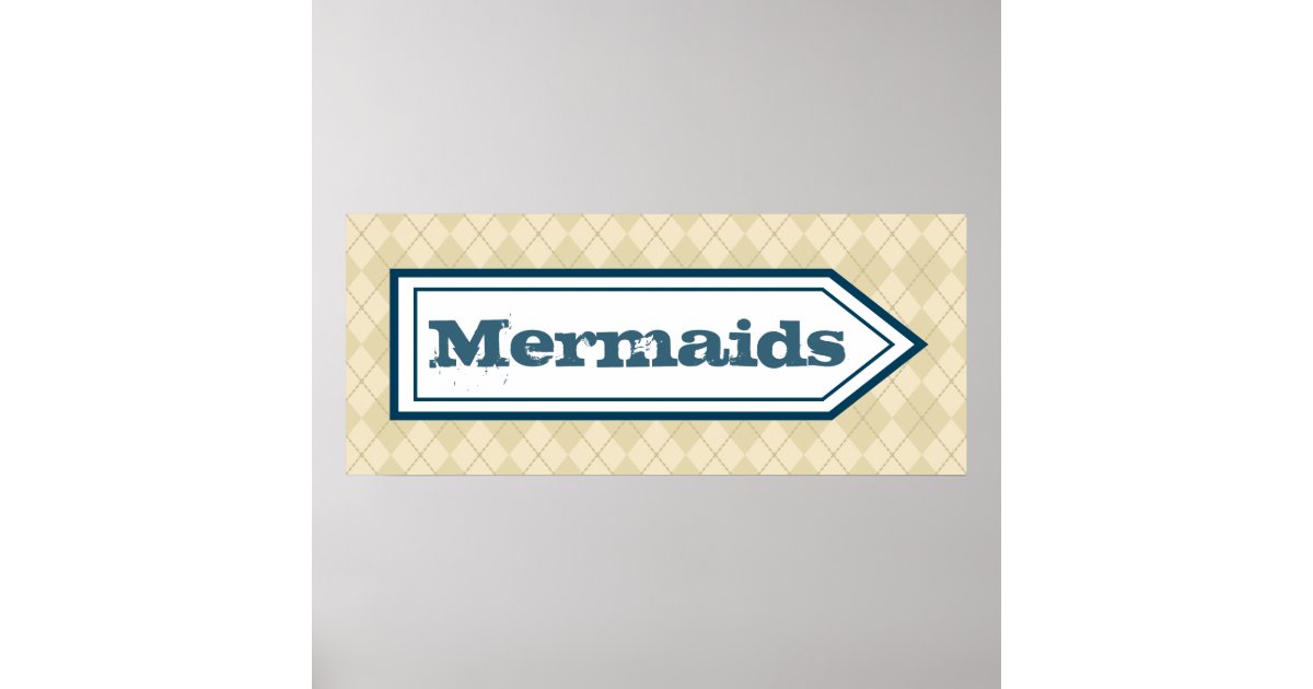 Funny Mermaid Beach Sign Wall Art Poster | Zazzle
