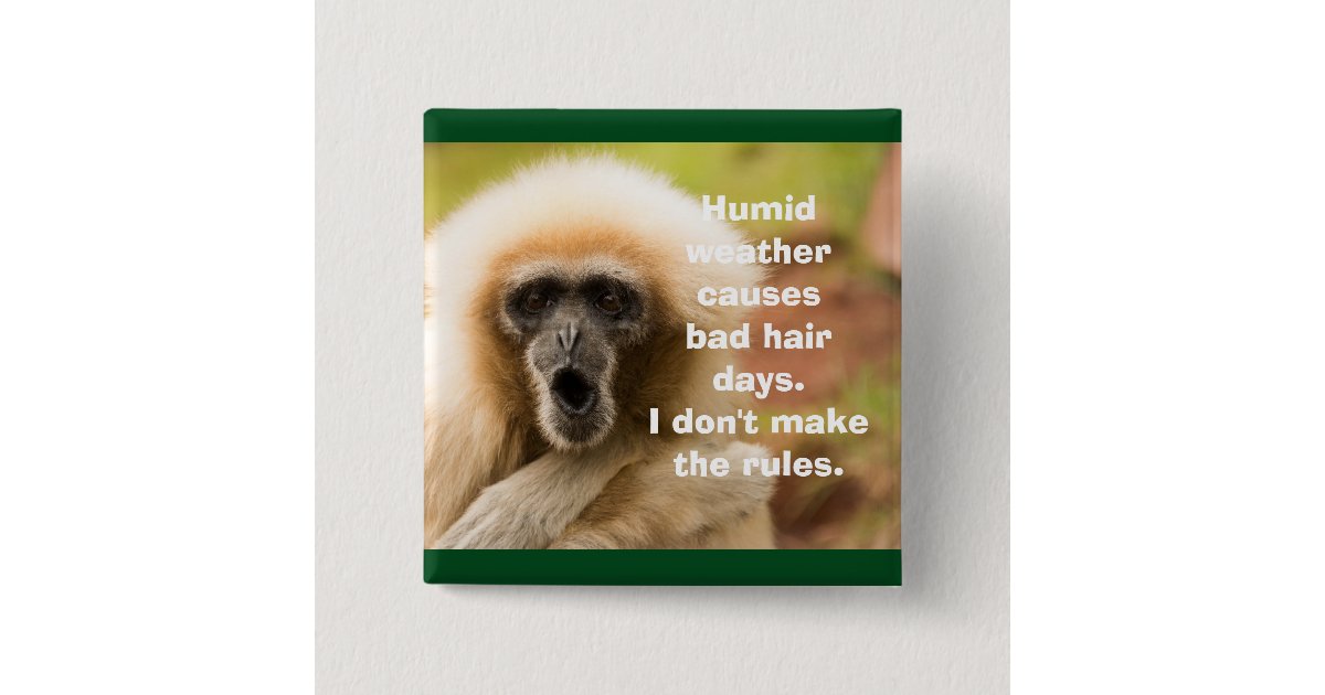 Funny Monkey Bad Hair Day 15 Cm Square Badge | Zazzle
