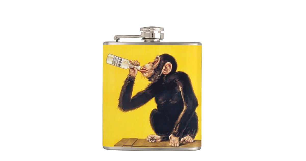 Funny monkey hip flask | Zazzle